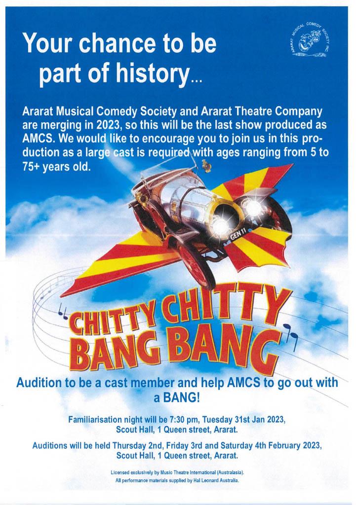 Chitty Chitty Bang Bang Auditions | Ararat
